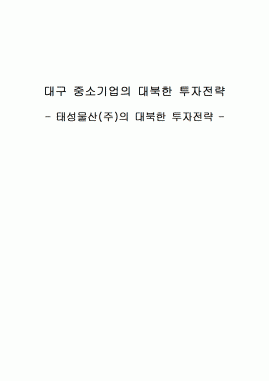 대구 중소기업의 대북한 투자전략- 태성물산(주)의 대북한 투자전략 --1페이지