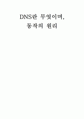 DNS란 무엇이며 동작의 원리-1페이지