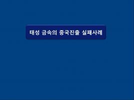 태성 금속의 중국진출 실패사례-1페이지