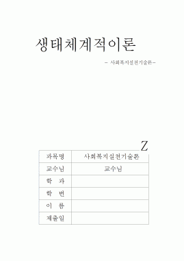 생태체계적이론 [사회복지실천기술론]-1페이지