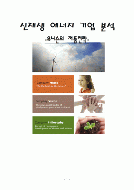 신재생 에너지 기업 분석-유니슨의 제품전략--1페이지