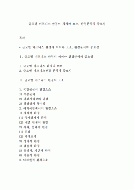 글로벌 비즈니스 환경의 의의와 요소, 환경분석의 중요성-1페이지