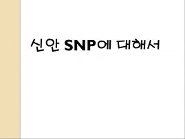 신안 SNP에 대해서-1페이지