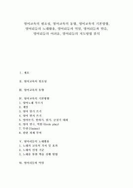 [영어교육][영어리듬][노래활용][억양][발음]영어교육의 필요성, 영어교육의 동향, 영어교육의 기본방향, 영어리듬의 노래활용, 영어리듬과 억양, 영어리듬과 발음, 영어리듬의 어려움, 영어리듬의 지도방법 분석-1페이지