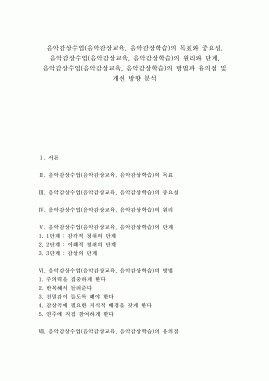 [음악감상수업]음악감상수업(음악감상교육, 음악감상학습)의 목표와 중요성, 음악감상수업(음악감상교육, 음악감상학습)의 원리와 단계, 음악감상수업(음악감상교육, 음악감상학습) 방법과 유의점 및 개선 방향 분석-1페이지