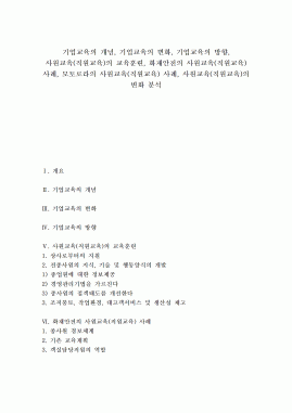 [기업교육]기업교육의 개념, 기업교육의 변화, 기업교육의 방향, 사원교육(직원교육)의 교육훈련, 화재안전의 사원교육(직원교육) 사례, 모토로라의 사원교육(직원교육) 사례, 사원교육(직원교육)의 변화 분석-1페이지