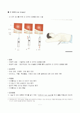 적응증, 검사방법, 검사 전, 후 간호(간생검)-1페이지