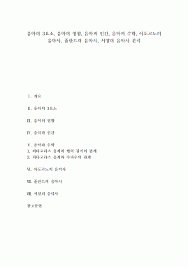 [음악][인간][수학][아도르노의 음악사][폴란드의 음악사][서양의 음악사][음악사]음악의 3요소, 음악의 영향, 음악과 인간, 음악과 수학, 아도르노의 음악사, 폴란드의 음악사, 서양의 음악사 분석-1페이지