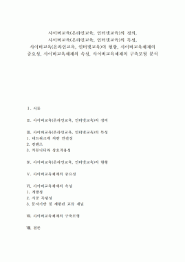 사이버교육(온라인교육, 인터넷교육)의 정의, 사이버교육(온라인교육, 인터넷교육)의 특성, 사이버교육(온라인교육, 인터넷교육)의 현황, 사이버교육체제 중요성, 사이버교육체제 속성, 사이버교육체제 구축모형-1페이지