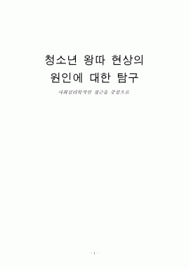 청소년 왕따 현상의 원인에 대한 탐구 - 사회심리학적인 접근을 중심으로-1페이지