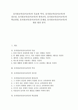 유치원교육(유아교육)의 목표와 역사, 유치원교육(유아교육)의 강조점, 유치원교육(유아교육)의 한자교육, 유치원교육(유아교육)의 학급경영, 유치원교육(유아교육)의 문제점, 유치원교육(유아교육)의 개선 방안-1페이지