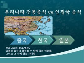 우리나라 전통음식 vs 인접국 음식 (중국＞한국＞일본)-1페이지