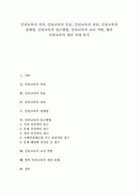 [인권교육][인권교육의 접근방법][인권교육의 개선과제]인권교육의 의의, 인권교육의 목표, 인권교육의 권리, 인권교육의 십계명, 인권교육의 접근방법, 인권교육의 교사 역할, 향후 인권교육의 개선 과제 분석-1페이지