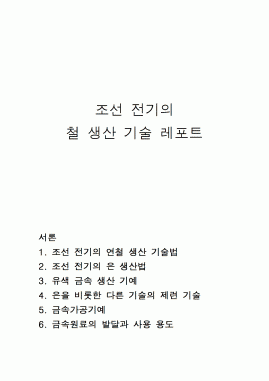 조선 전기의 철 생산 기술 레포트-1페이지