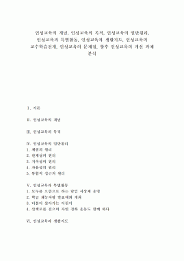 [인성교육][인성지도][인성]인성교육의 개념, 인성교육의 목적, 인성교육의 일반원리, 인성교육과 특별활동, 인성교육과 생활지도, 인성교육의 교수학습전개, 인성교육의 문제점, 향후 인성교육의 개선 과제 분석-1페이지