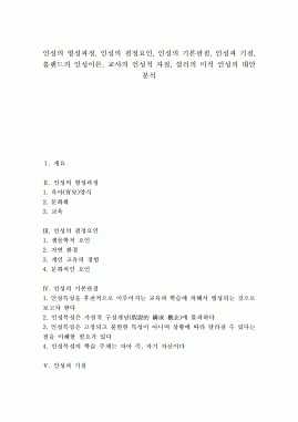 [인성][기질][홀랜드의 인성이론][교사의 인성적 자질][쉴러]인성의 형성과정, 인성의 결정요인, 인성의 기본관점, 인성과 기질, 홀랜드의 인성이론, 교사의 인성적 자질, 쉴러의 미적 인성의 대안 분석-1페이지