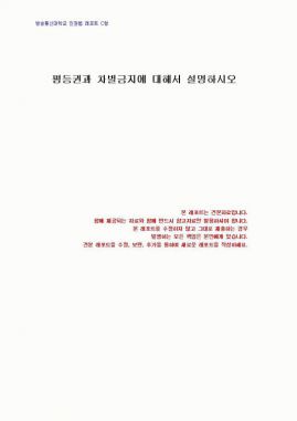 2011년 2학기 인권법 중간시험과제물 C형(평등권과 차별금지에 대해서 설명하시오)-1페이지