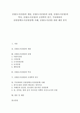 [공원][도시공원]공원(도시공원)의 개념, 공원(도시공원)의 유형, 공원(도시공원)의 역사, 공원(도시공원)의 조경학적 연구, 꾸리찌바의 공원정책(도시공원정책) 사례, 공원(도시공원) 관련 제언 분석-1페이지