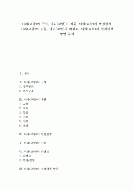 [다리][교량][제원][받침설계][진동][라멘교][설계대책 방안]다리(교량)의 구성, 다리(교량)의 제원, 다리(교량)의 받침설계, 다리(교량)의 진동, 다리(교량)의 라멘교, 다리(교량)의 설계대책 방안 분석-1페이지