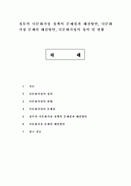 정부의 다문화가정 정책의 문제점과 해결방안, 다문화가정 문제의 해결방안, 다문화가정의 정의 및 현황-1페이지