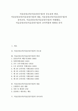 미술감상교육(미술감상수업)의 중요성과 변천, 미술감상교육(미술감상수업)의 내용, 미술감상교육(미술감상수업) 유아교육, 미술감상교육(미술감상수업) 비평활동, 미술감상교육(미술감상수업) 교사역할과 방향성-1페이지