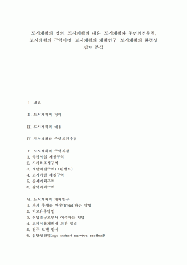 [도시계획][도시계획 구역지정][도시계획 계획인구][도시계획 환경성검토]도시계획의 정의, 도시계획의 내용, 도시계획과 주민의견수렴, 도시계획의 구역지정, 도시계획의 계획인구, 도시계획의 환경성 검토 분석-1페이지