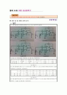 실험(3) 결과 3-25,26,30차동 연산증폭기, 미분기 및 적분기, 무안정 멀티바이브레이터-1페이지