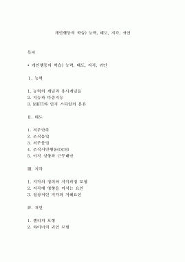 개인행동의 학습) 능력, 태도, 지각, 귀인-1페이지