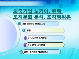 외국기업 노키아, 팬택  조직문화 분석, 조직행위론-1페이지