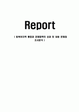 동북아지역 통합과 경제협력의 성과 및 내용 문제점 조사분석-1페이지