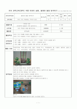 유아 과학교육(화학) 색층 아파트 실험, 물체와 물질 탐색하기 (모의 수업 교육 활동 계획안 지도안) (만5세) - 여러 액체로 층을 쌓아보아요.-1페이지