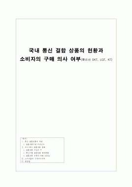 국내 통신 결합 상품의 현황과 소비자의 구매 의사 여부(통신사 SKT, LGT, KT)-1페이지