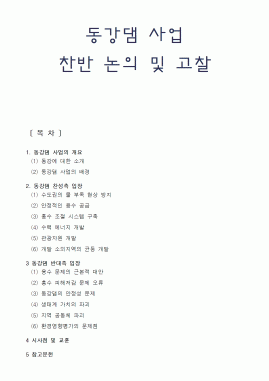 동강댐 사업 찬반 논의 및 고찰-1페이지