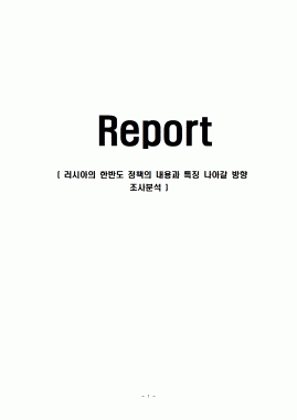 러시아의 한반도 정책의 내용과 특징 나아갈 방향 조사분석-1페이지