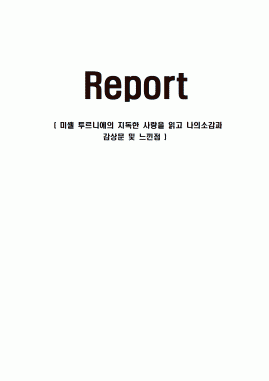 미셸 투르니에의 지독한 사랑을 읽고 나의소감과 감상문 및 느낀점-1페이지