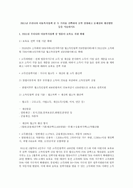 2011년 우리나라 아동복지정책 중 두 가지를 선택하여 요약 설명하고 문제점과 개선방안 등을 서술-1페이지