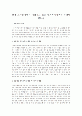 현재 교육분야에서 이뤄지고 있는 사회복지정책은 무엇이 있는지-1페이지