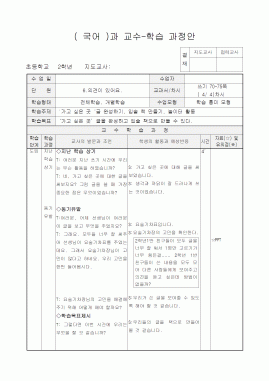 초등2)국어 <국어과 교수-학습 과정안> - 6. 의견이 있어요(쓰기 70~75쪽 ( 4/ 4)차시) 전체학습, 개별학습: 가고 싶은 곳‘글 완성하기, 입술 책 만들기, 놀이터 활동 -1페이지