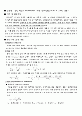 [토질실험] 압밀실험(Consolidation Test)보고서 -한국산업규격(KS F 2306) 규정-1페이지