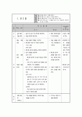 핸드볼 수업과정안, 학습지도안-1페이지