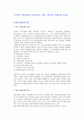 국가별 기업문화의 특성(미국, 일본, 한국의 기업문화 특징)-1페이지