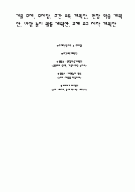 겨울 주제, 주제망, 주간 교육 계획안, 현장 학습 계획안, 바깥 놀이 활동 게획안, 교재 교구 제작 계획안-1페이지