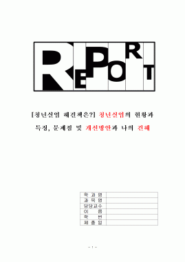 [청년실업 해결책] 청년실업의 현황과 특징, 문제점 및 개선방안과 나의 견해-1페이지