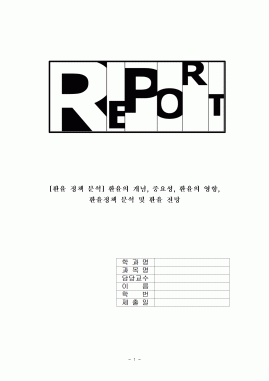 [환율 정책 분석] 환율의 개념, 중요성, 환율의 영향, 환율정책 분석 및 환율 전망-1페이지