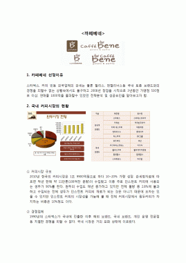 카페베네 성공전략분석과 SWOT,4P 마케팅전략-1페이지