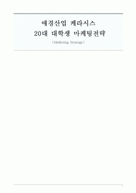 애경그룹 기업분석 마케팅 경영혁신사레-1페이지