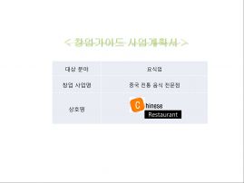 사업계획서 - 중국요리 전문점 (chinese Restaurant)-1페이지