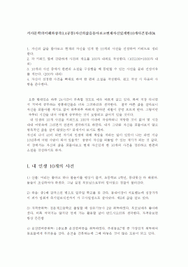 서사문학의이해와창작3공통)자신의 삶을 돌아보고 현재 자신에게 가장 크게 영향을 끼친 사건 5개정리0k - 내인생 5개의 사건, 선정이유, 소설제목, 작성후기-1페이지