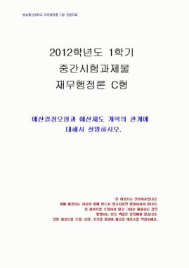 2012년 1학기 재무행정론 중간시험과제물 C형(예산결정모형,예산제도개혁)-1페이지