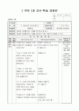 4학년) <(국어)과 교수-학습 과정안 (12/12), 문제해결 학습모형> 5. 알아보고 떠나요(읽기) - 필요한 정보를 찾아 내용을 정리하며 글 읽기-1페이지